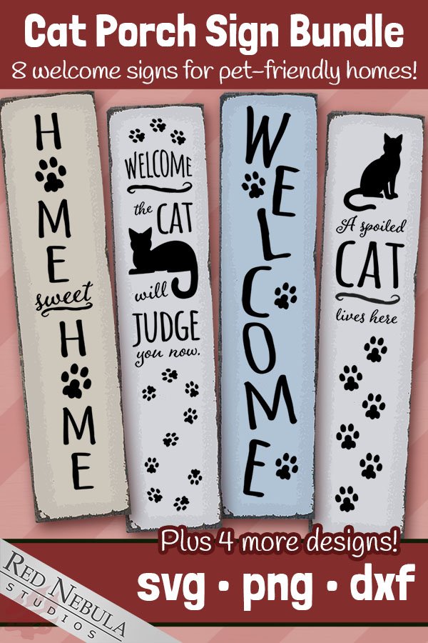 Cat Porch Sign Bundle | 8 Vertical Cat Themed Welcome Signs