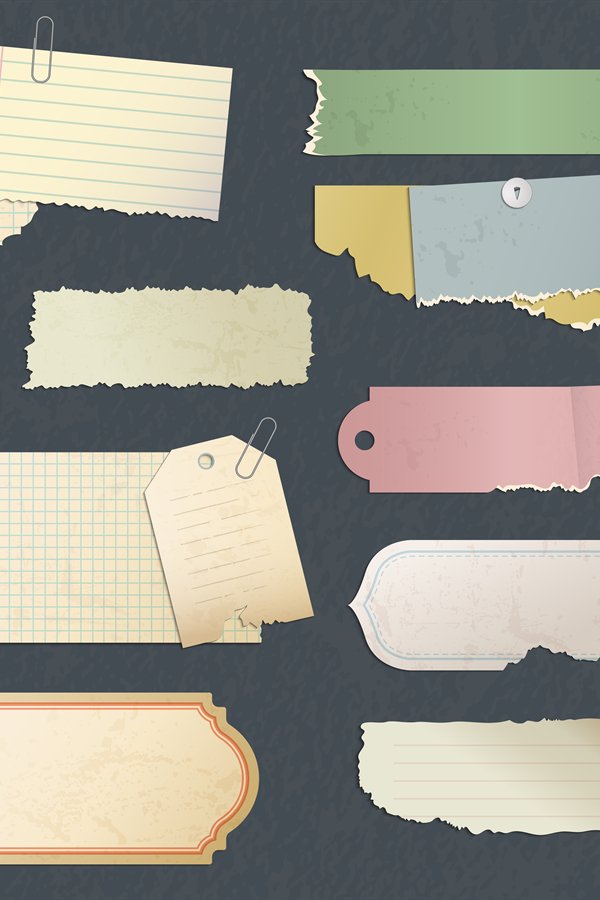 Scrapbook paper. Old scratched antique blank stickers or car