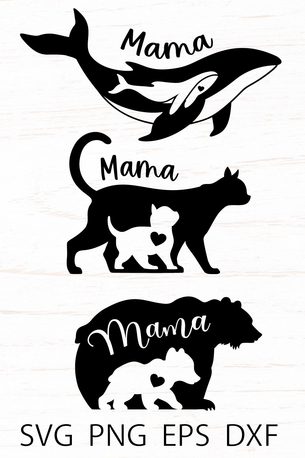 Mom and baby animals bundle, cute baby shower svg design