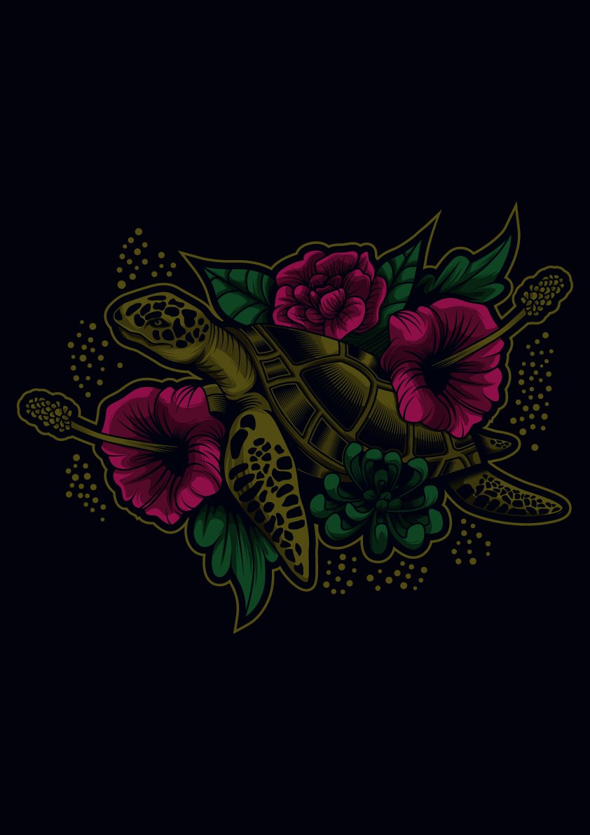Turtle artwork illustration Vector design template