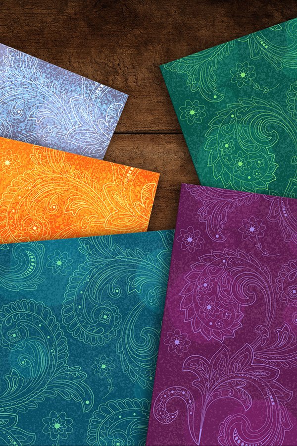 Rustic Paisley & Polka Dots scrapbooking pages, 28 images