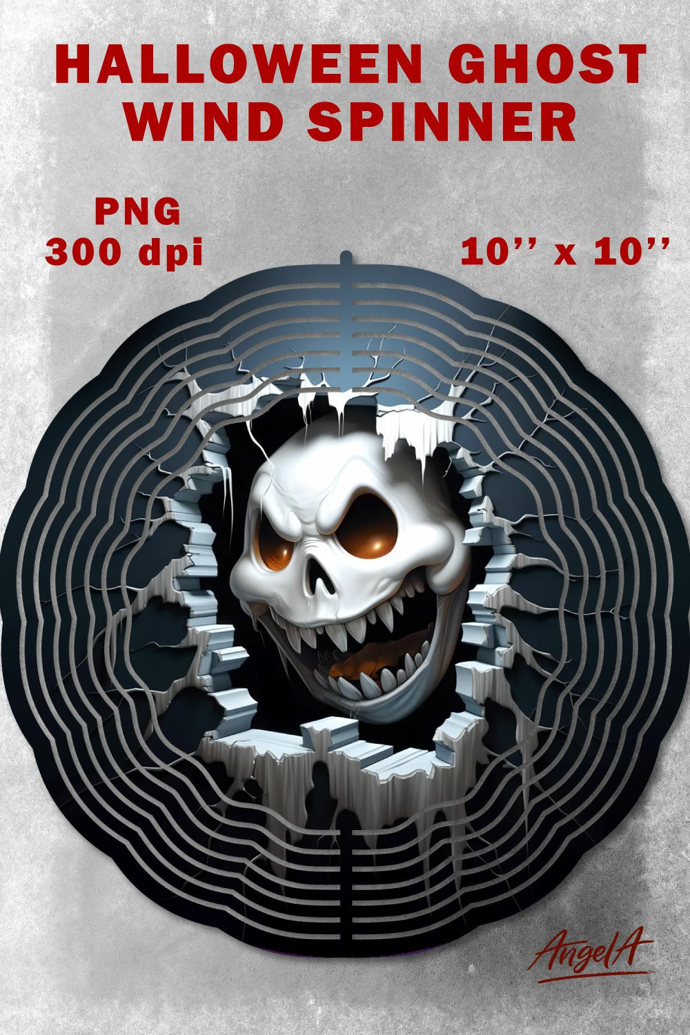 3d Halloween wind spinner / scary ghost face png / horror