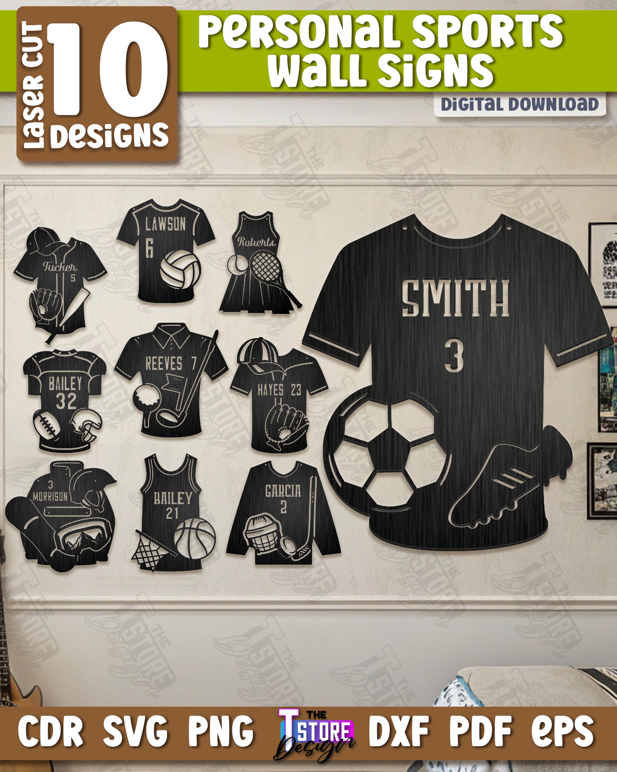 Sports Wall Sign Laser Cut Bundle, Sports Monogram