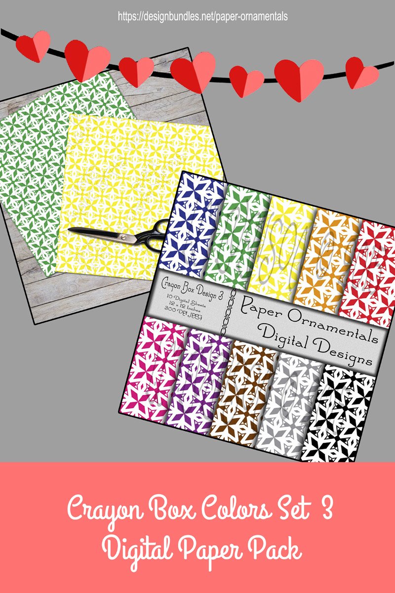 Crayon Box Set 3 Digital Paper For Crafts & Background (217090 ...