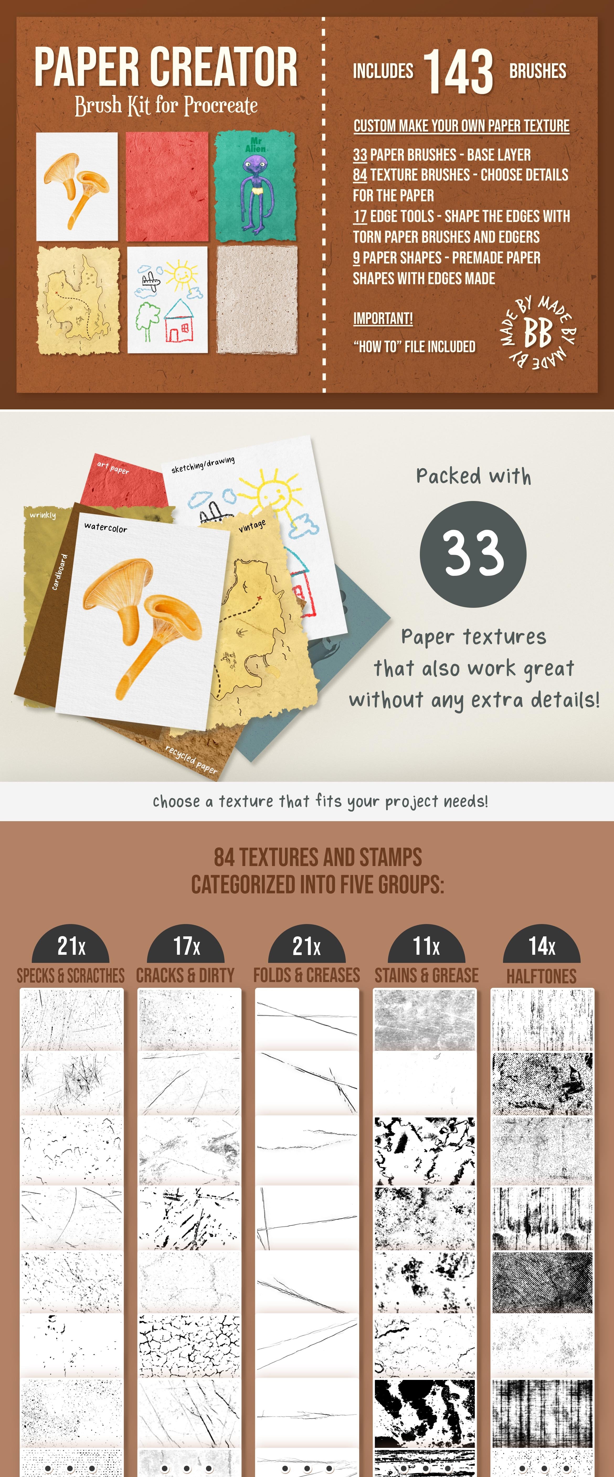 Procreate Paper Texture Creator 143 Brushes