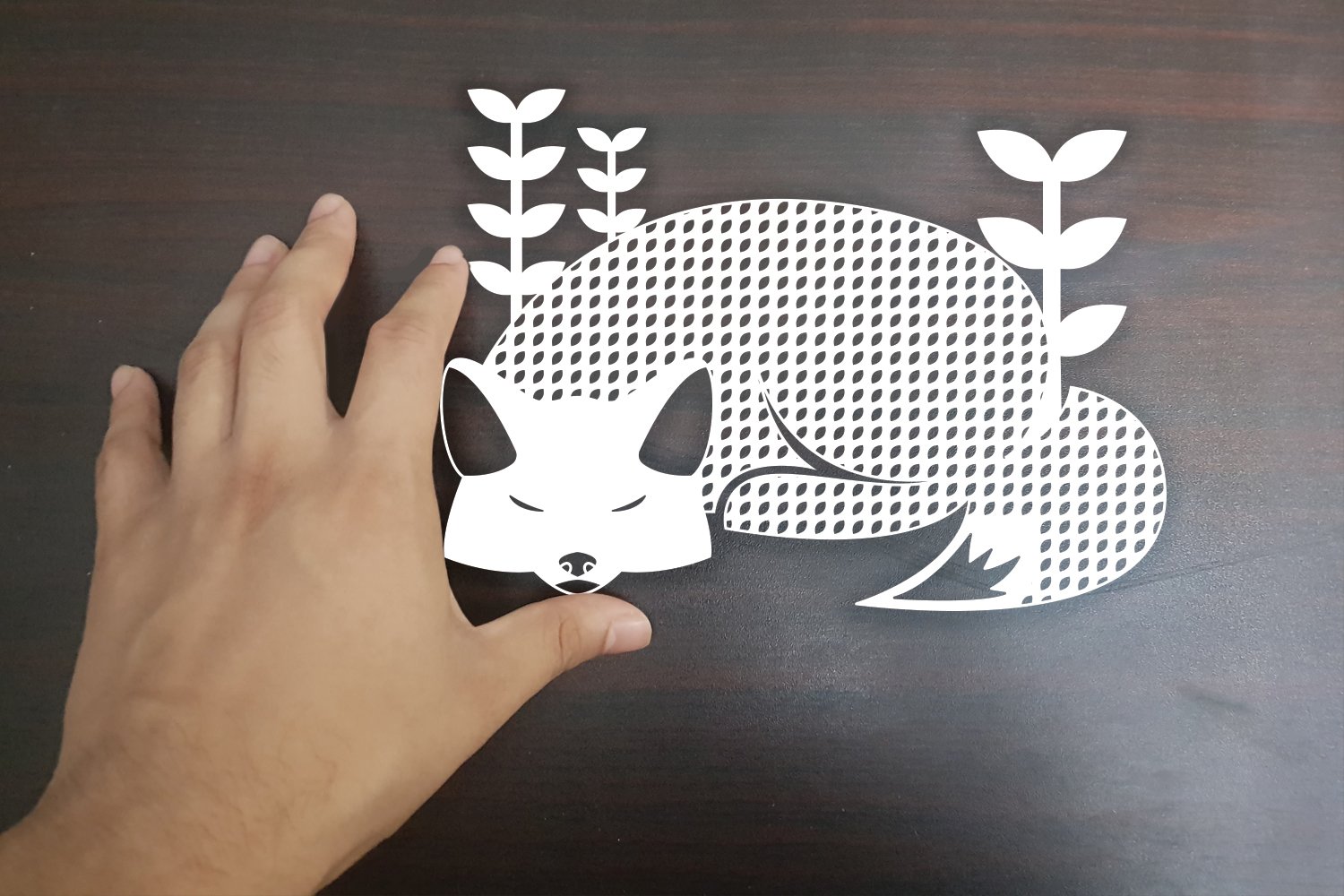 Sleeping Fox Paper Cut, Laser Cut Template