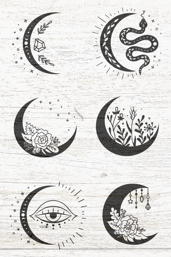Moon svg, Moon bundle, boho moon, Crescent Moon silhouette