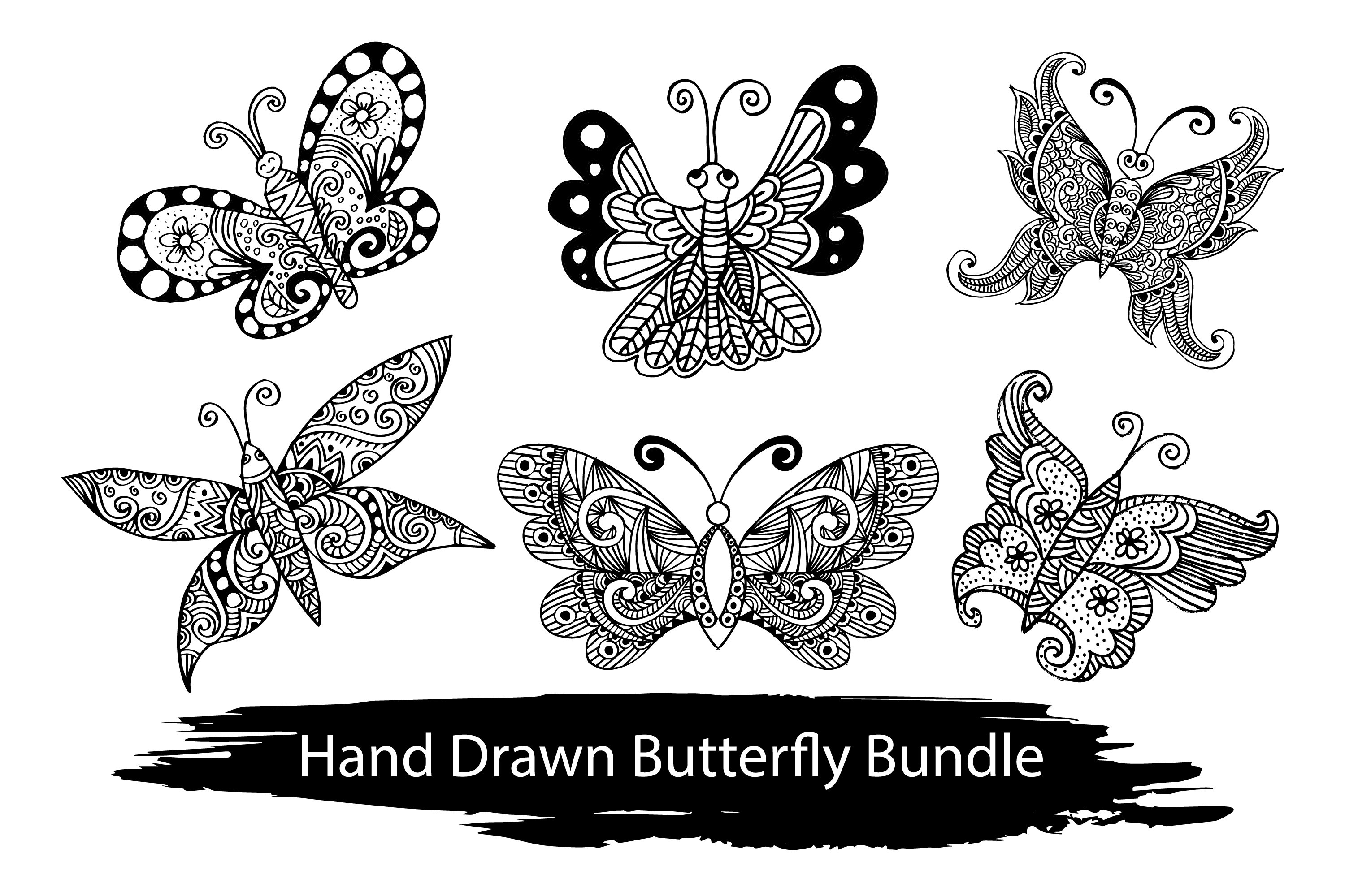 Hand Drawn Butterfly set. (922841)