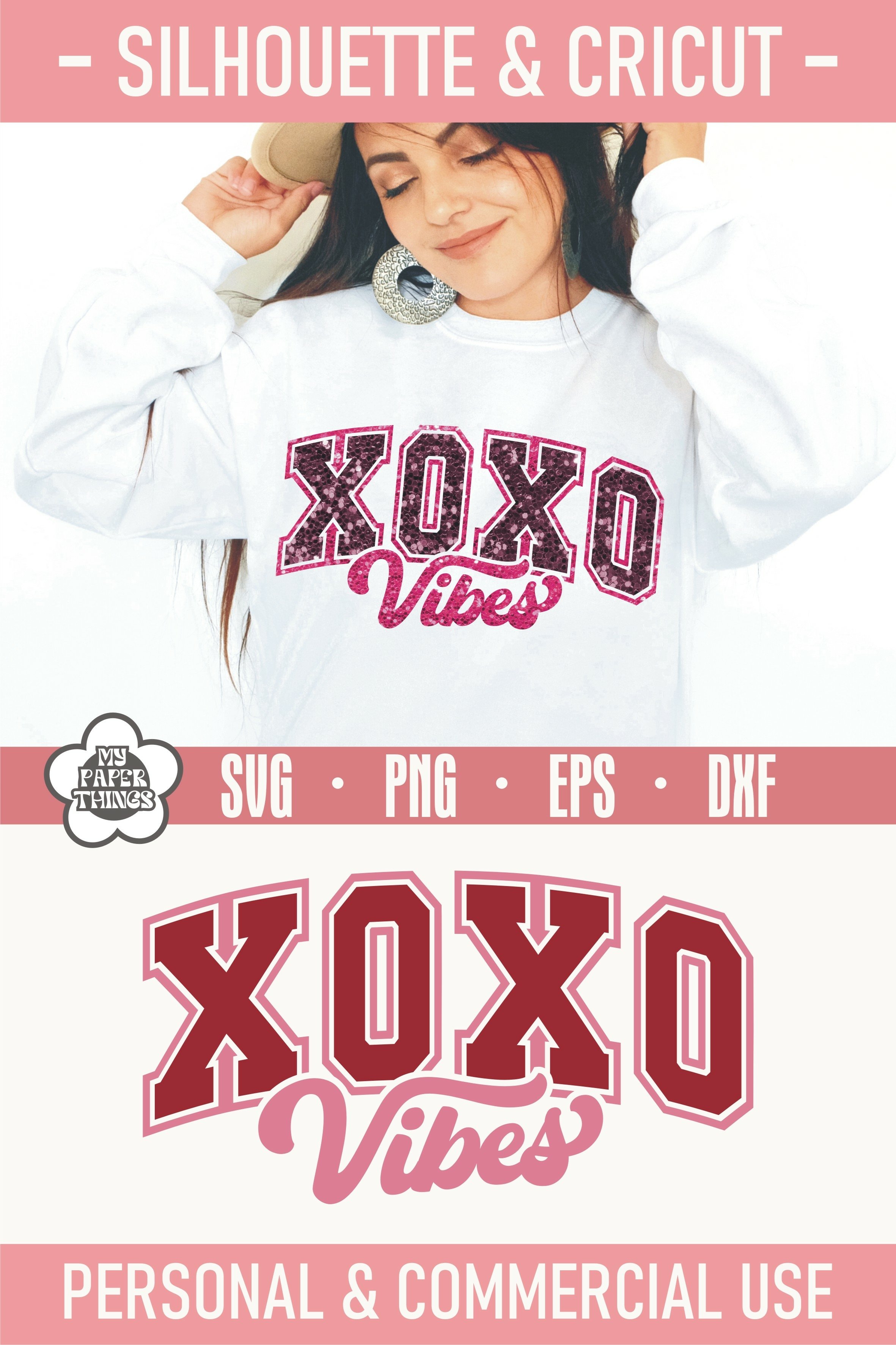 XOXO Vibes Faux Sequin Png and Svg files