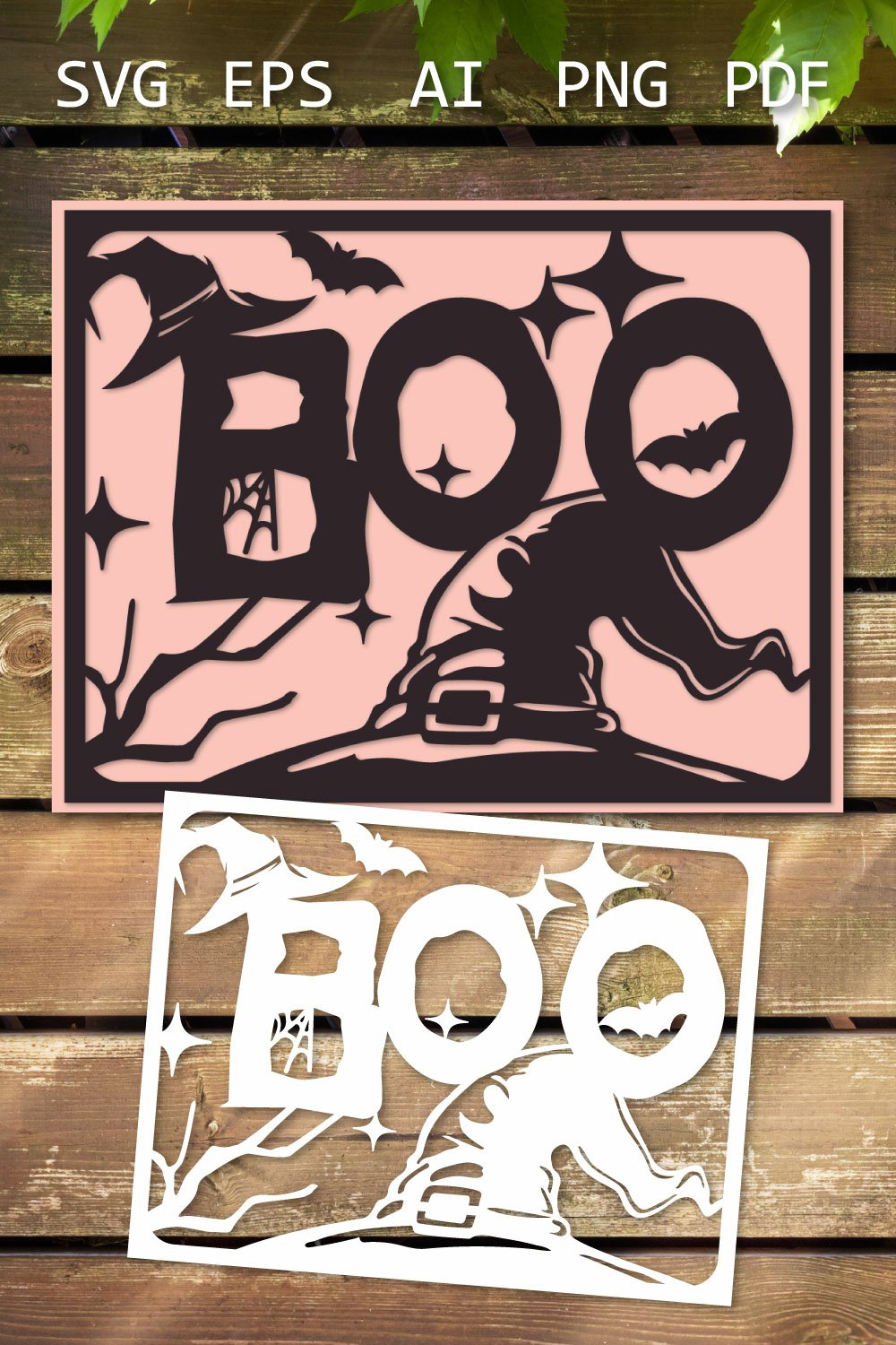 Happy Halloween card, Boo card Witch hat SVG, papercut
