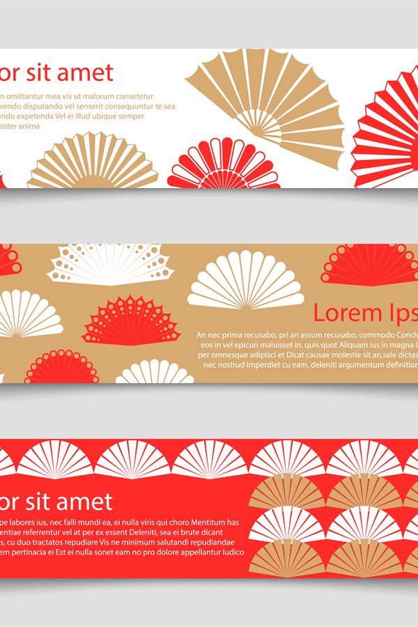Asian style banner template with hand fans