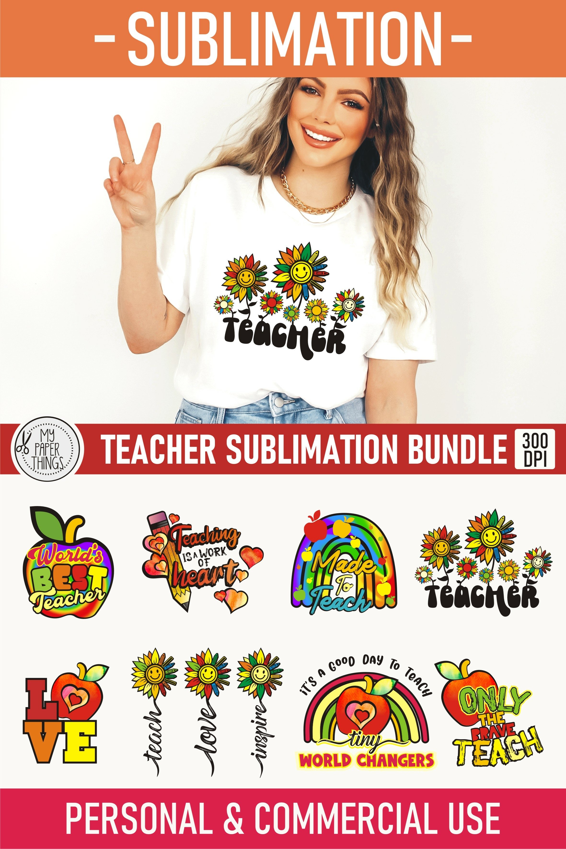 Teacher Sublimation PNG Bundle