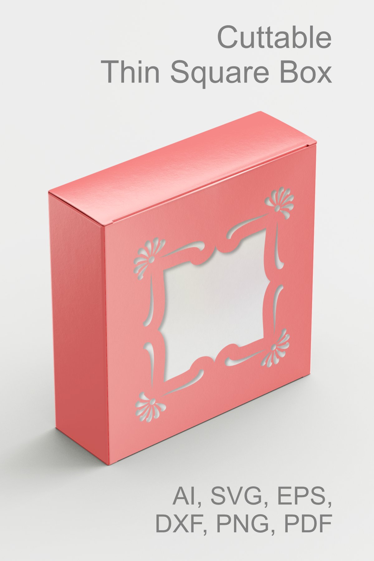 Window with Flowers Thin Square Gift Box Template Paper Cut