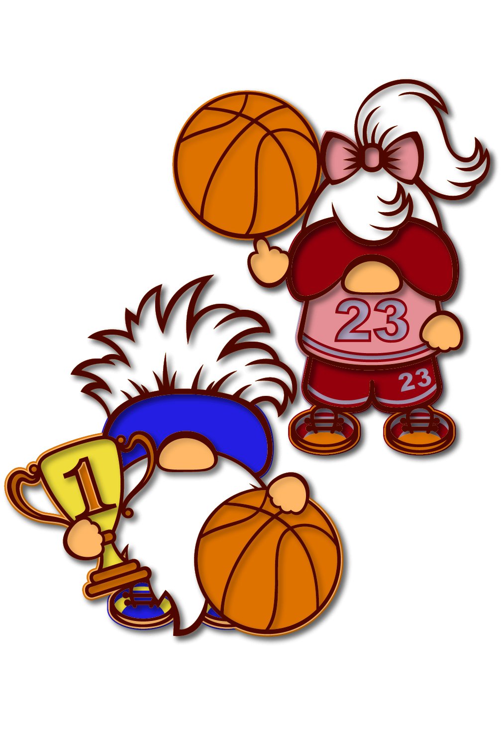 Pair of Layered Basketball Players SVG for Cricut