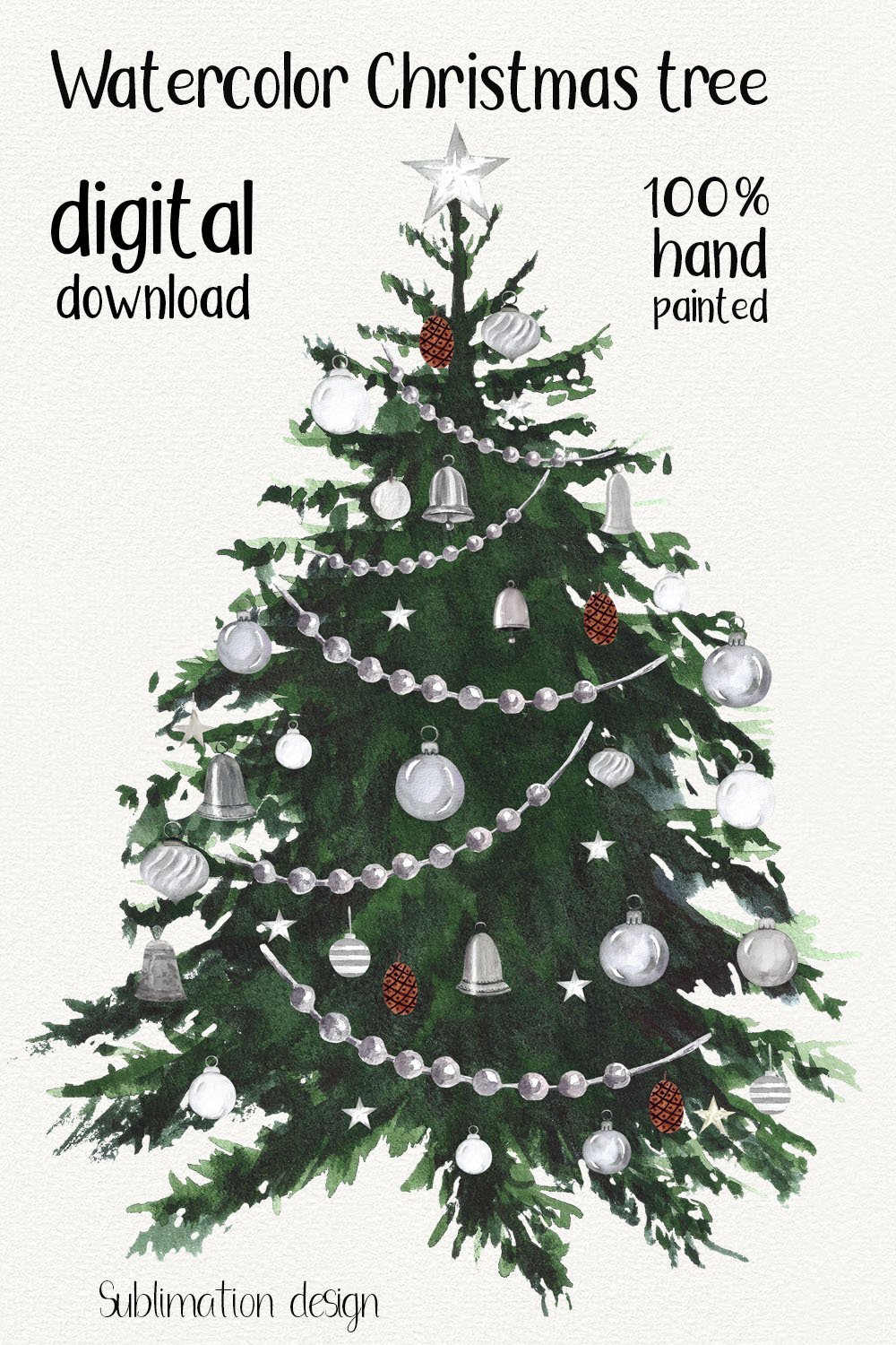 Watercolor Christmas tree clipart Png sublimation designs