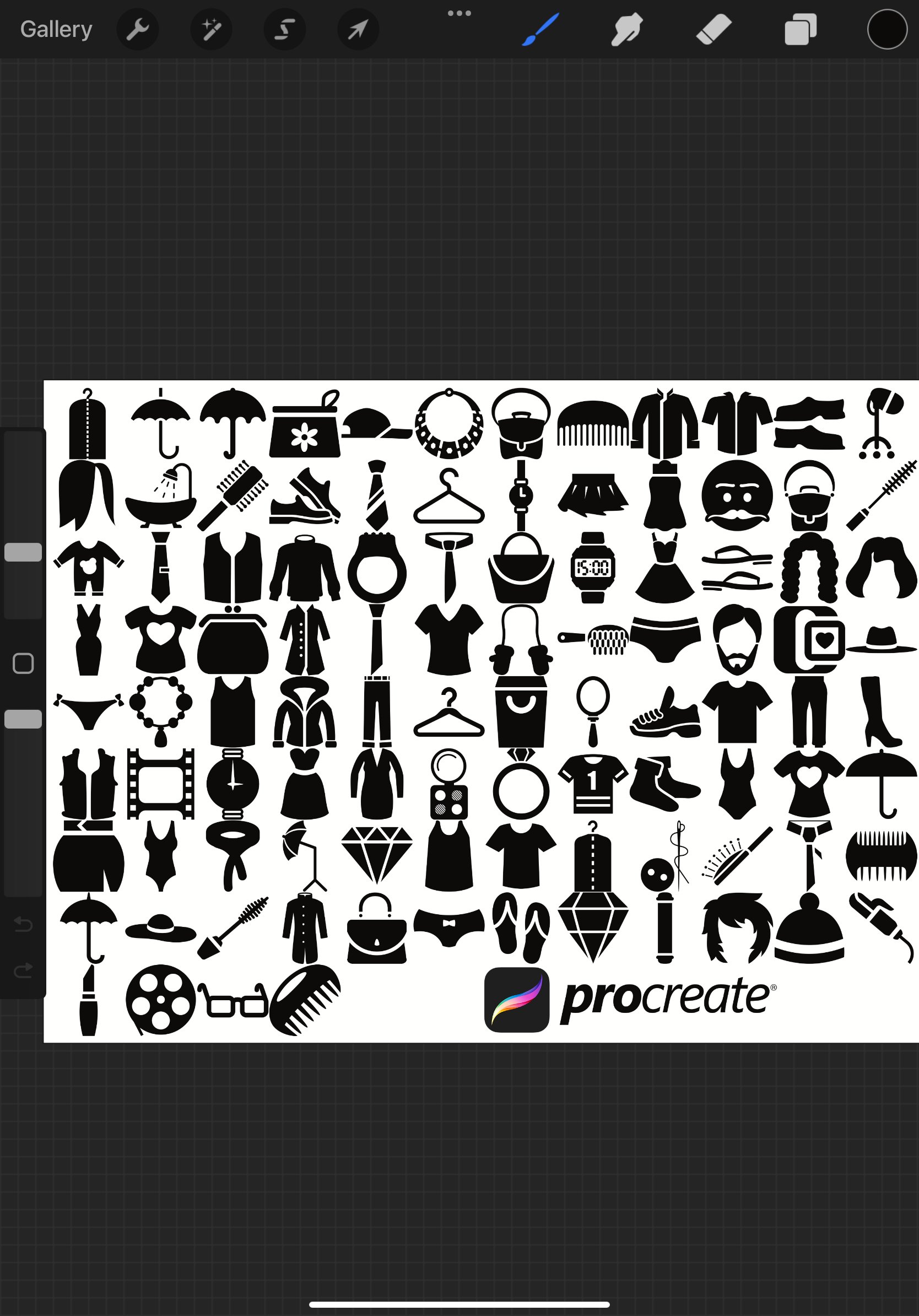 Clothing Icon Silhouettes Set 2 Procreate Brush Stamps, 100