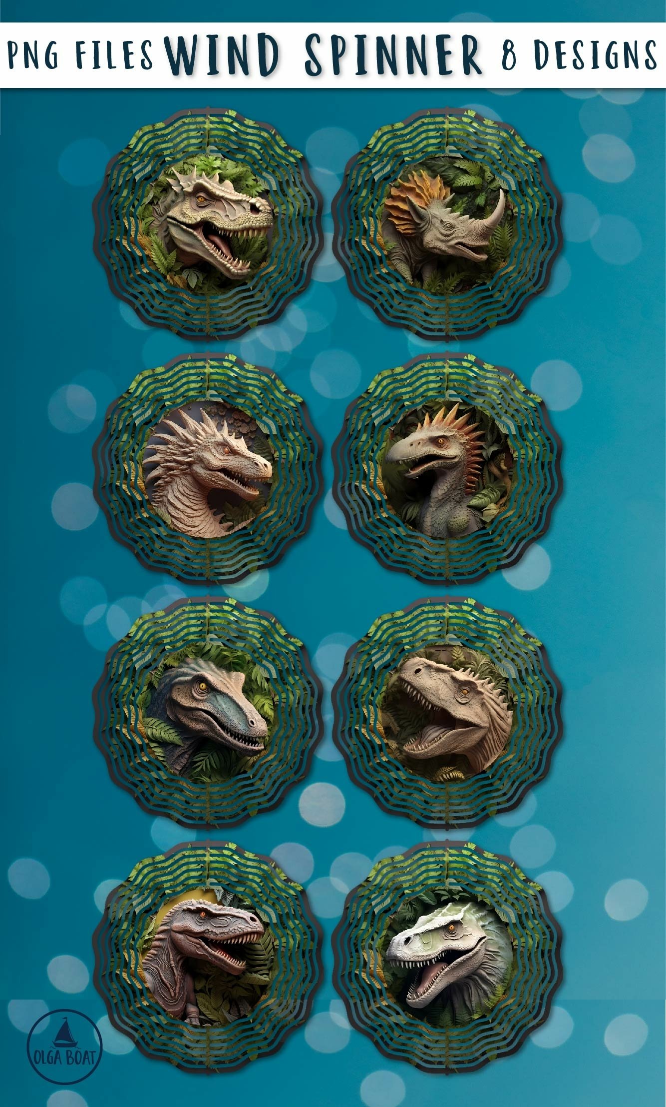 3d Dinosaur wind spinner | Trex dinosaur sublimation