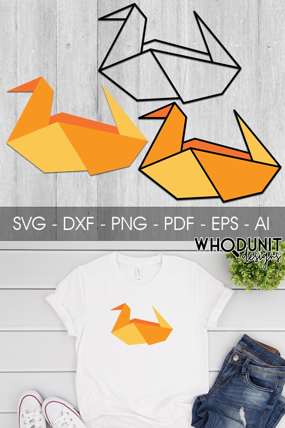 Origami SVG | Geometric Duck cut file