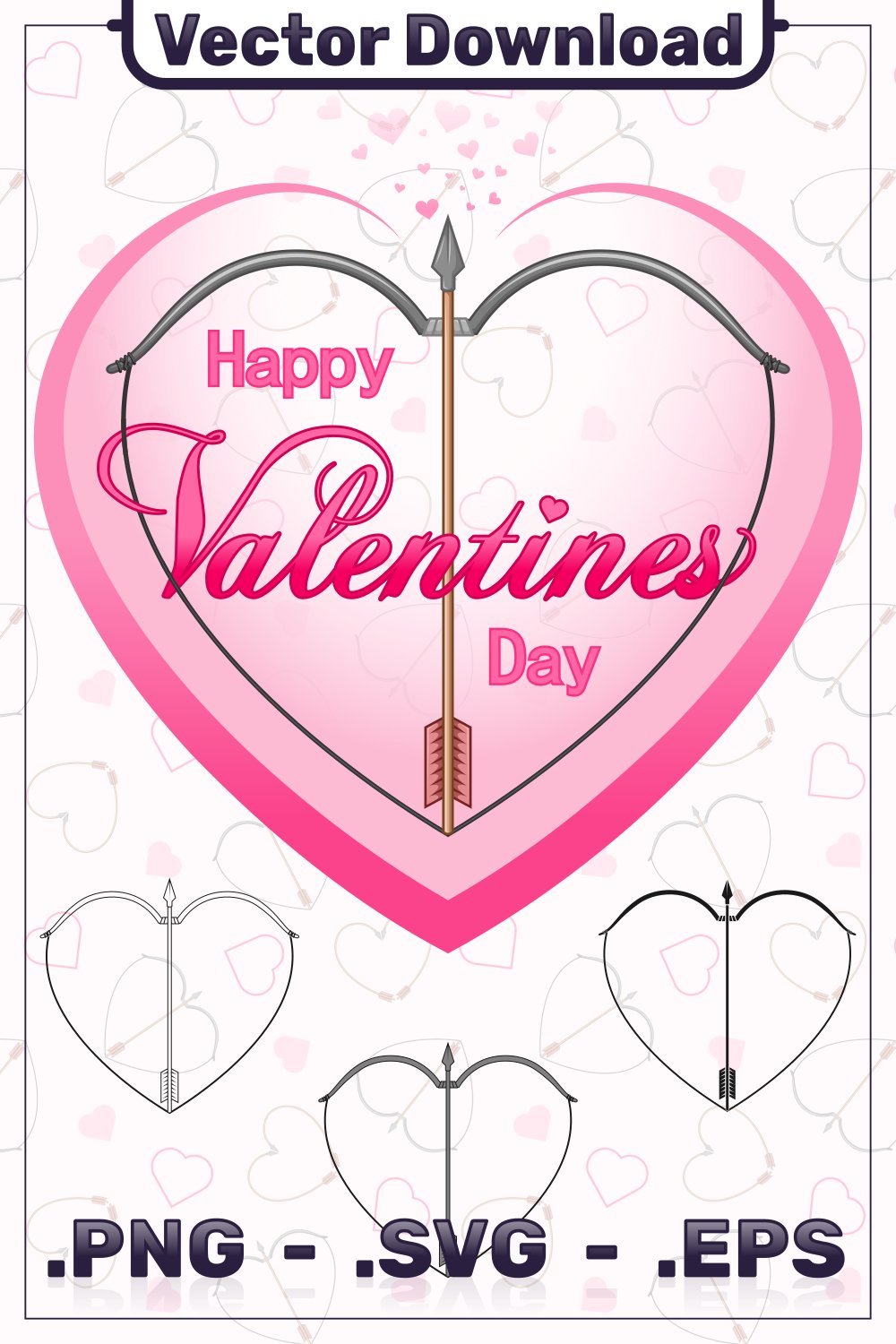 Valentine Bow And Arrow Vector Design
