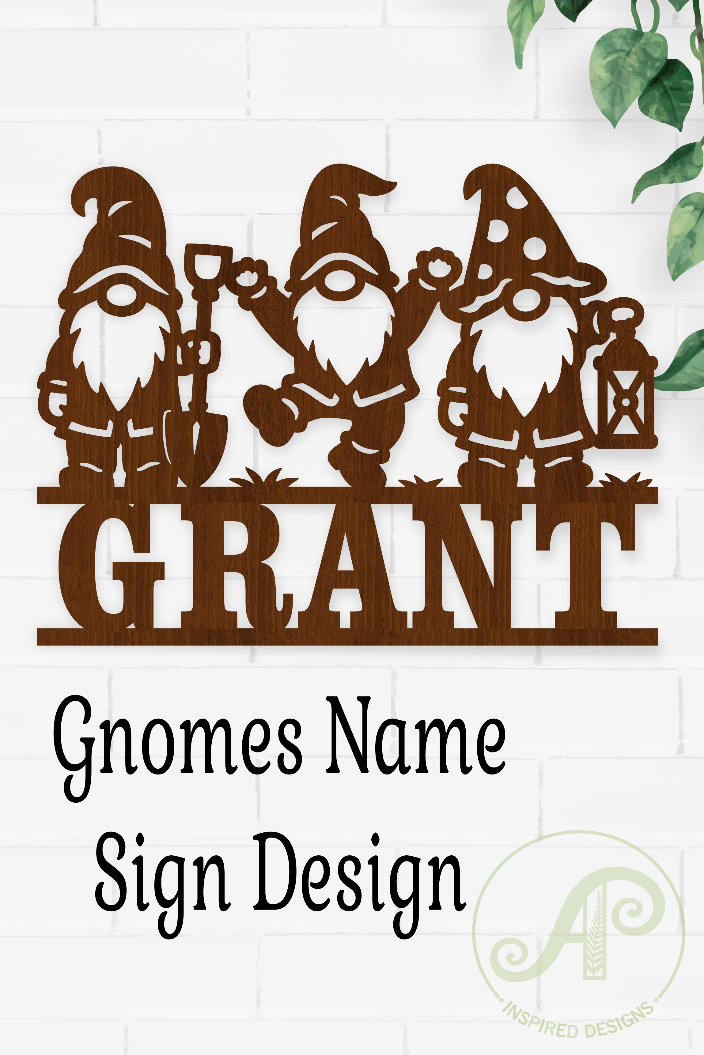 Gnome Family Garden Name Sign SVG, Gardening Gnomes Wall Art