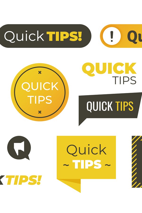 Quick tips shapes. Helpful tricks logos and banners, advices