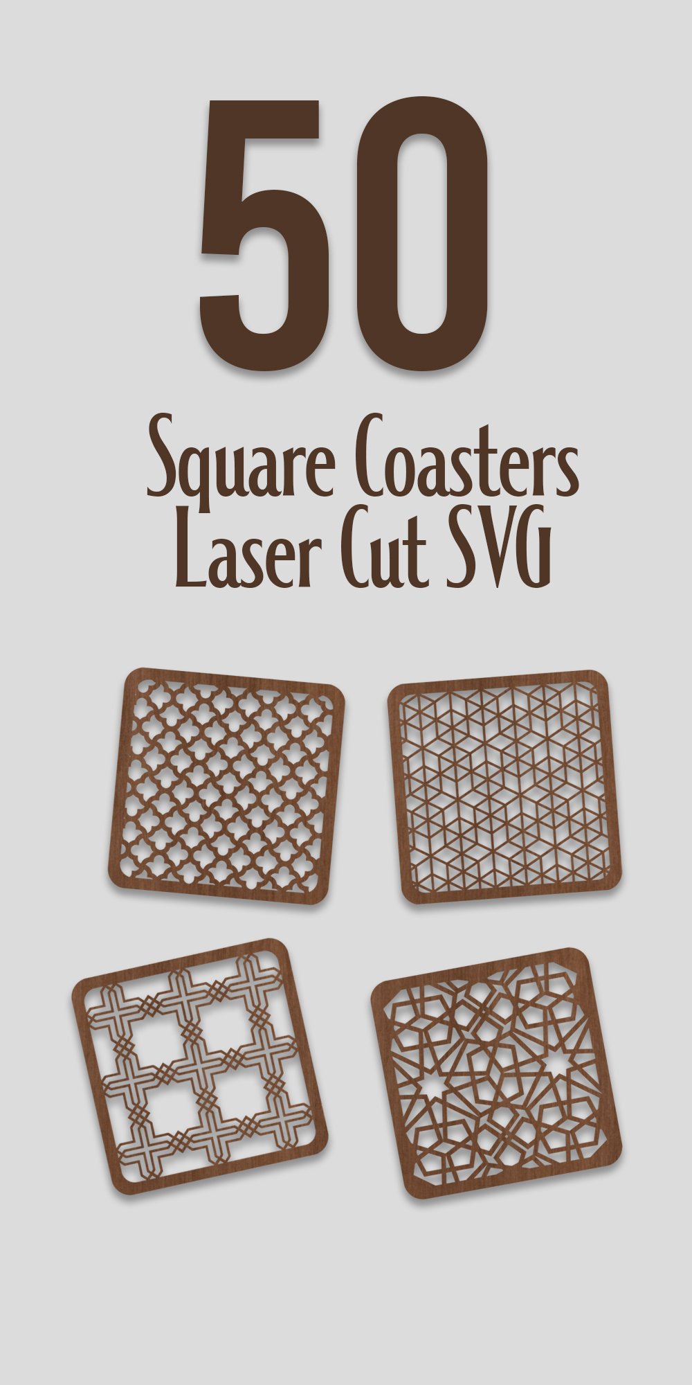 50 Square Geometric Coasters Laser Cut SVG Files