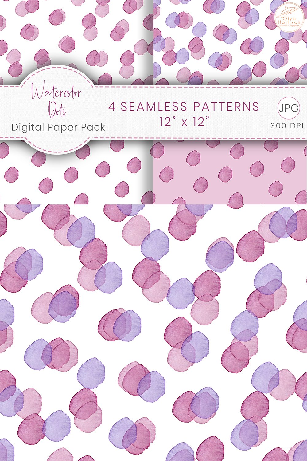 Abstract Watercolor Seamless Pattern. Polka Dot Paper