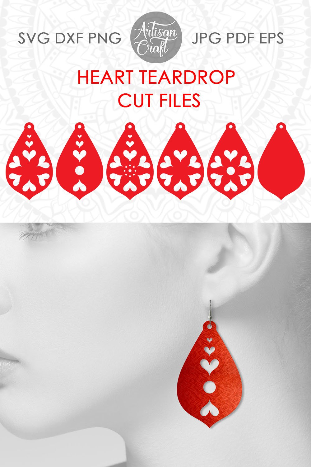 Earrings SVG, Teardrop earring SVG, Valentine earrings