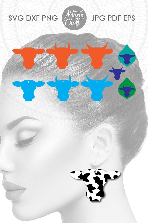 Cow earrings SVG, cow head earring SVG