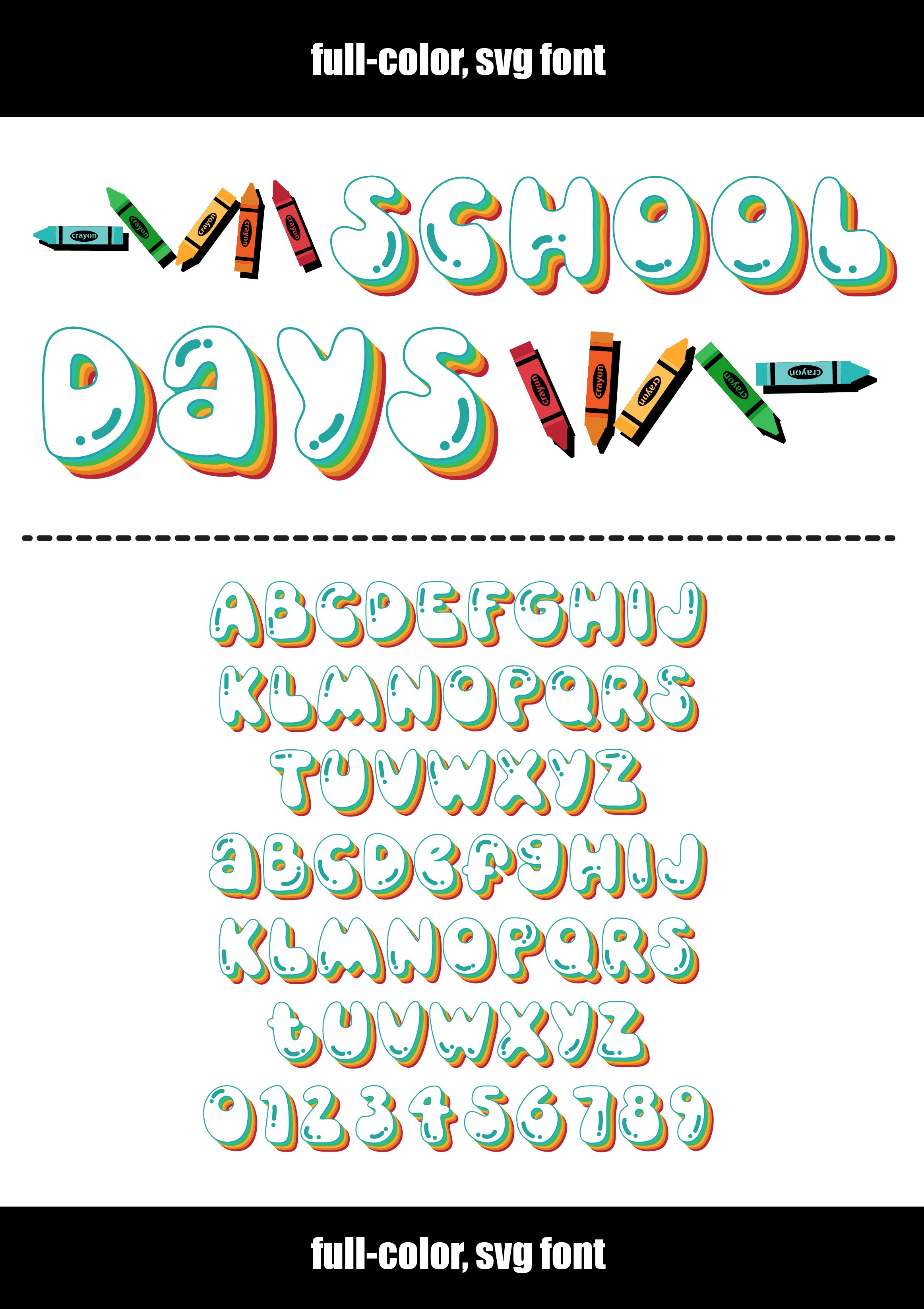 School Themed Full Color SVG Font