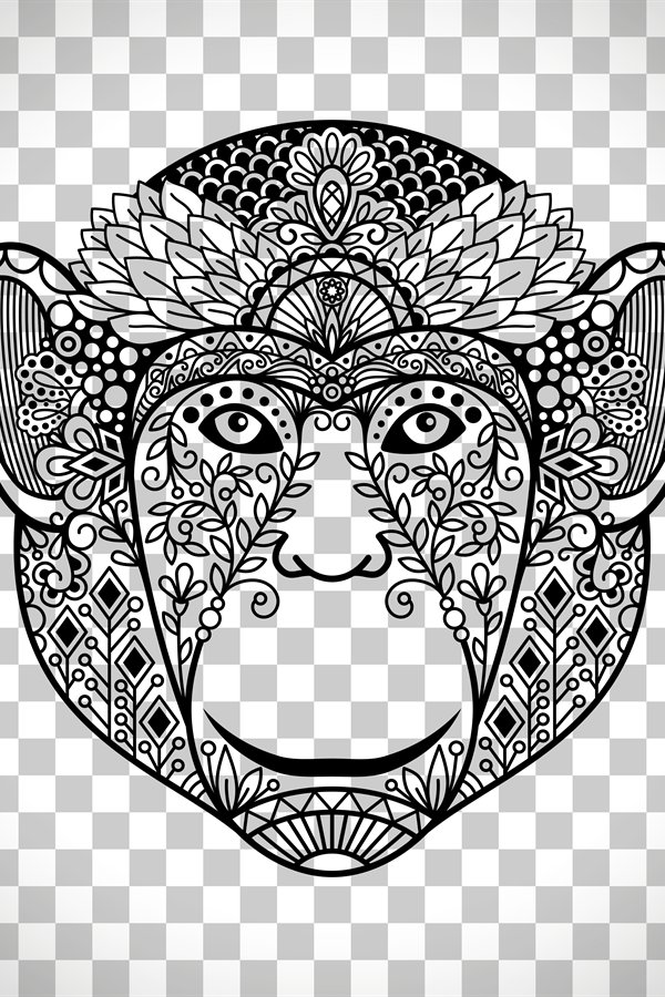 Monkey face with ethnic motifs
