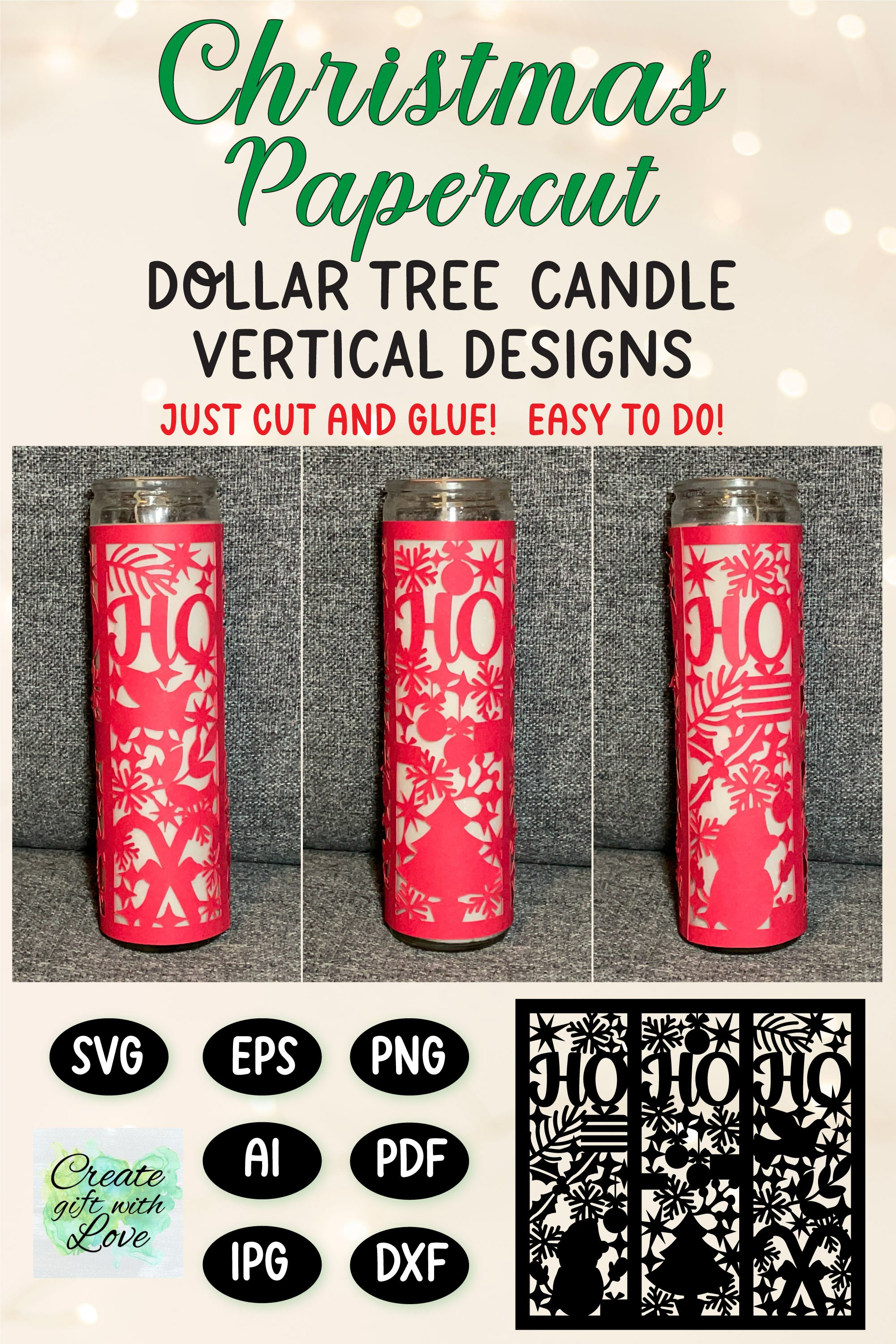 Dollar Tree Christmas Candle | Papercut | SVG Designs