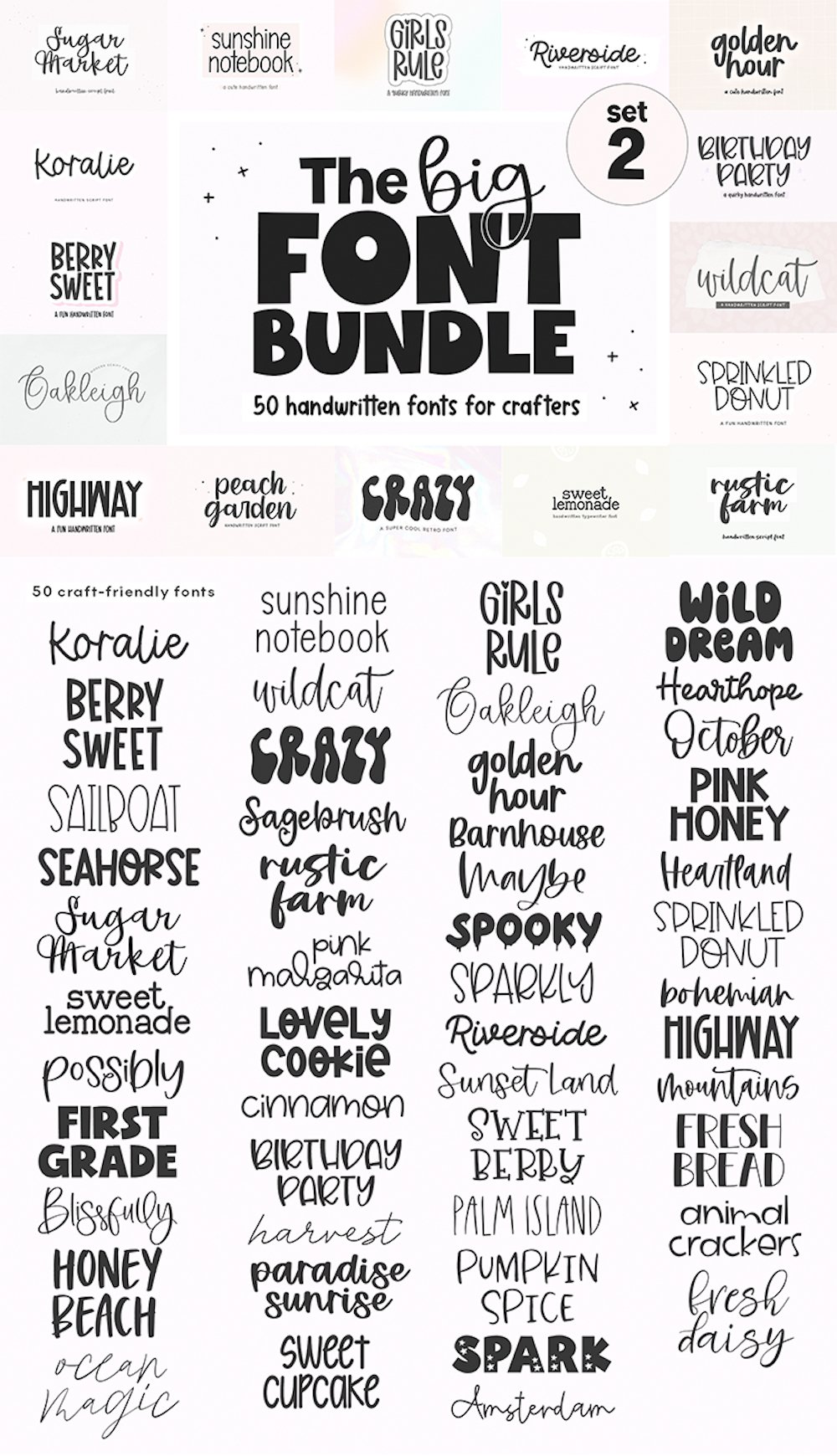 Big Handwritten Font Bundle PART 2 - 50 Fonts for (2643706)