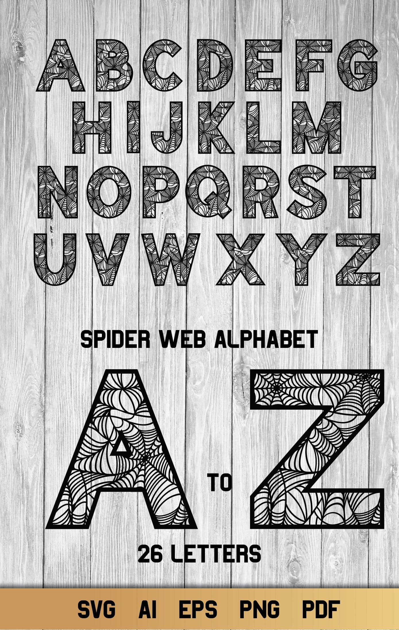 Alphabet Spider Web | 26 Halloween Letters SVG