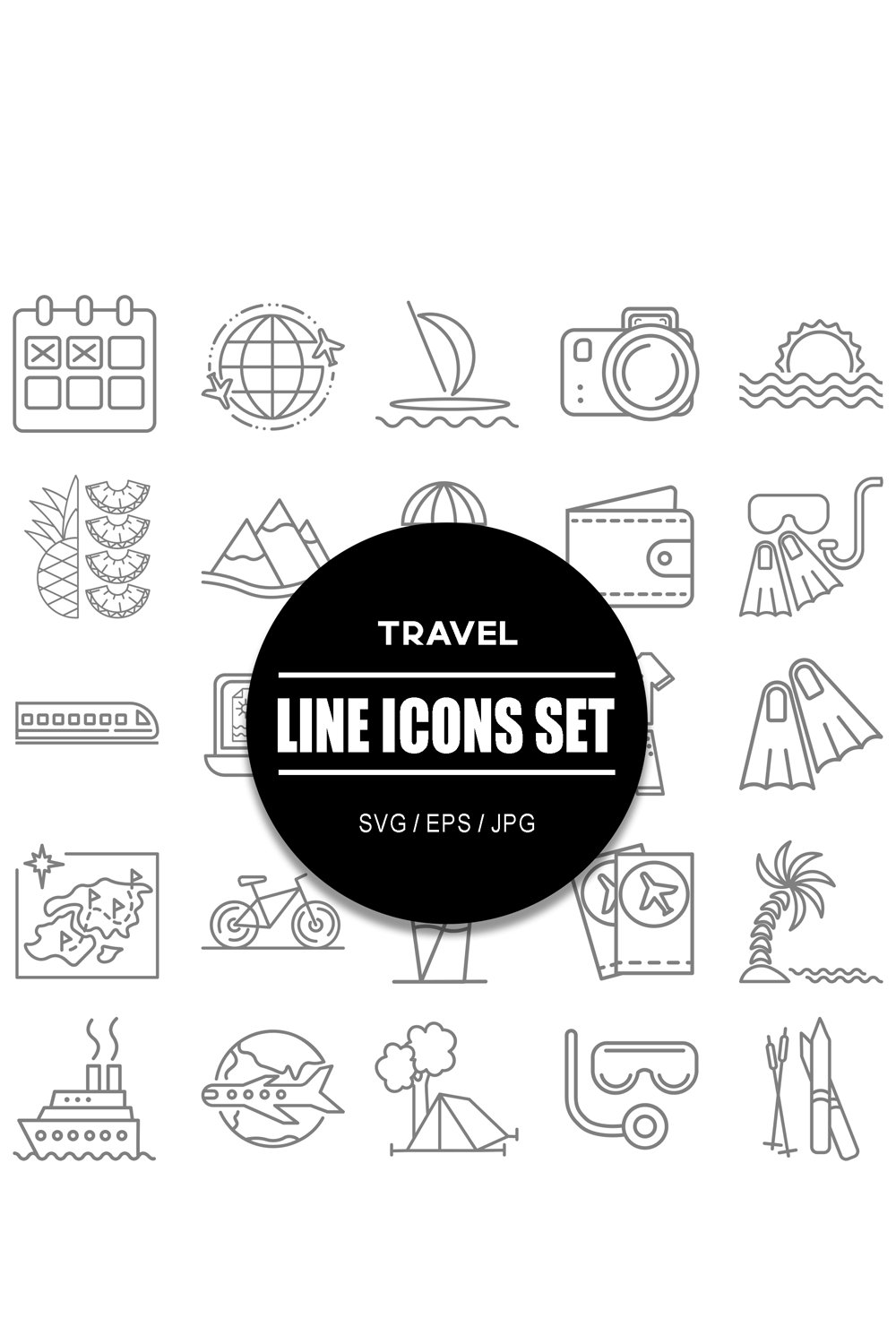 Travel & Holiday Line Icon Set