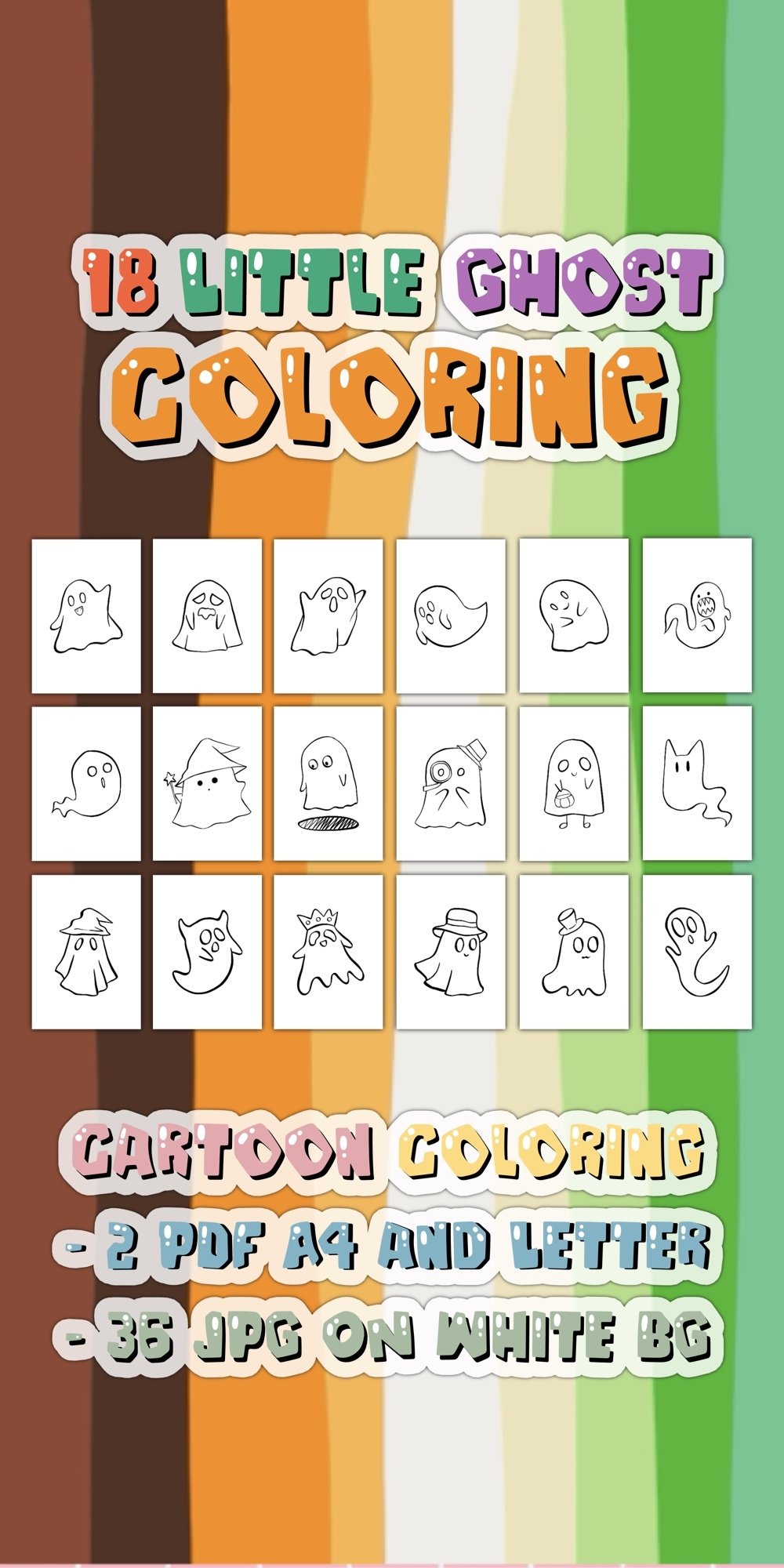Little Ghost Coloring for Kids PDF JPG