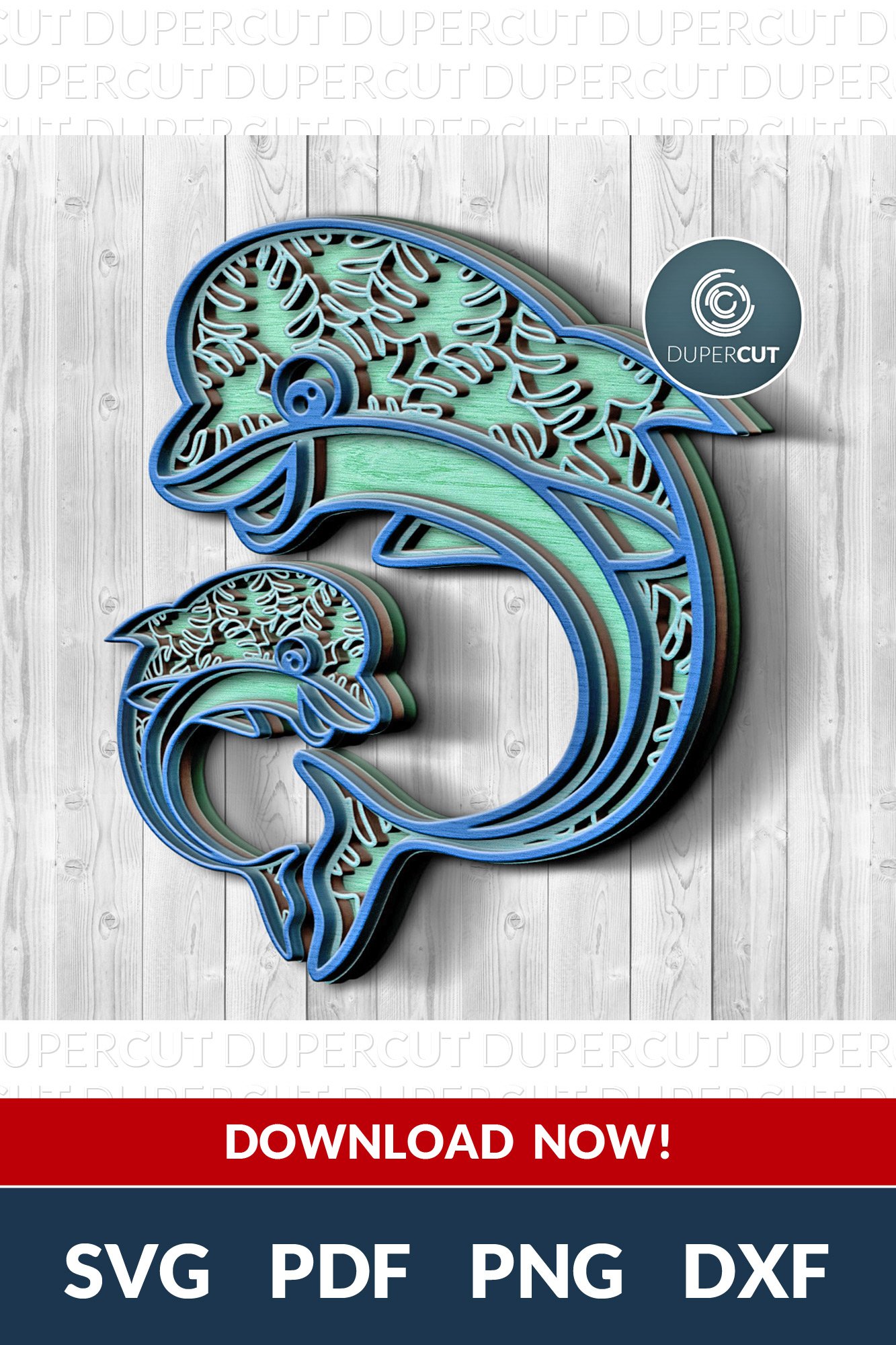 DOLPHIN - Layered files - SVG / PDF / DXF