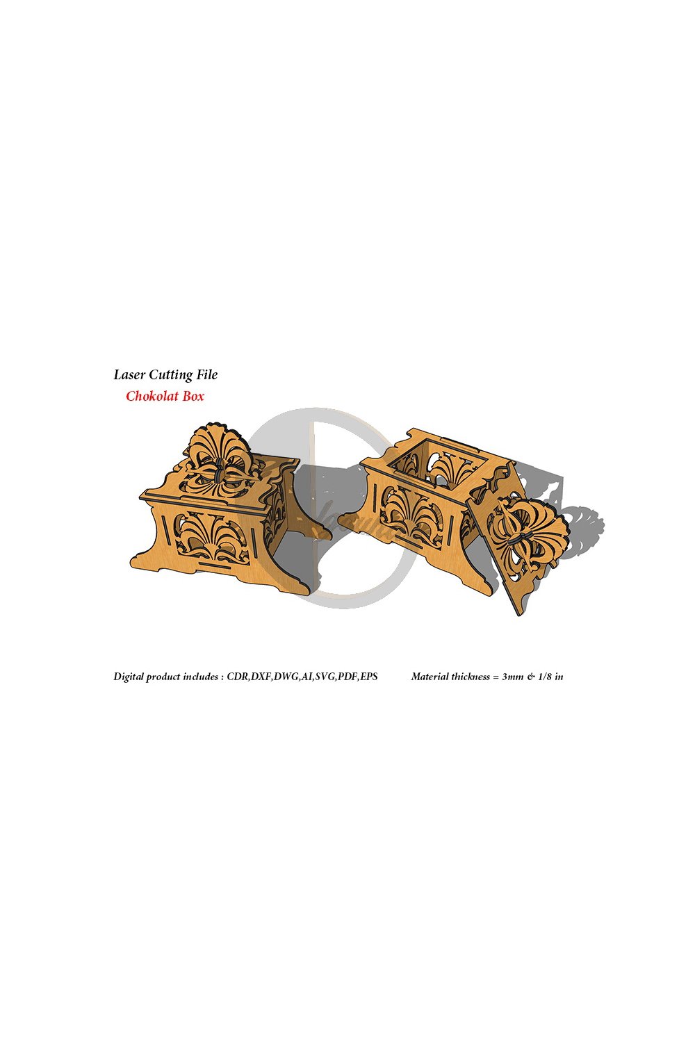 Chocolate Box SVG 3mm- Laser Cutting File