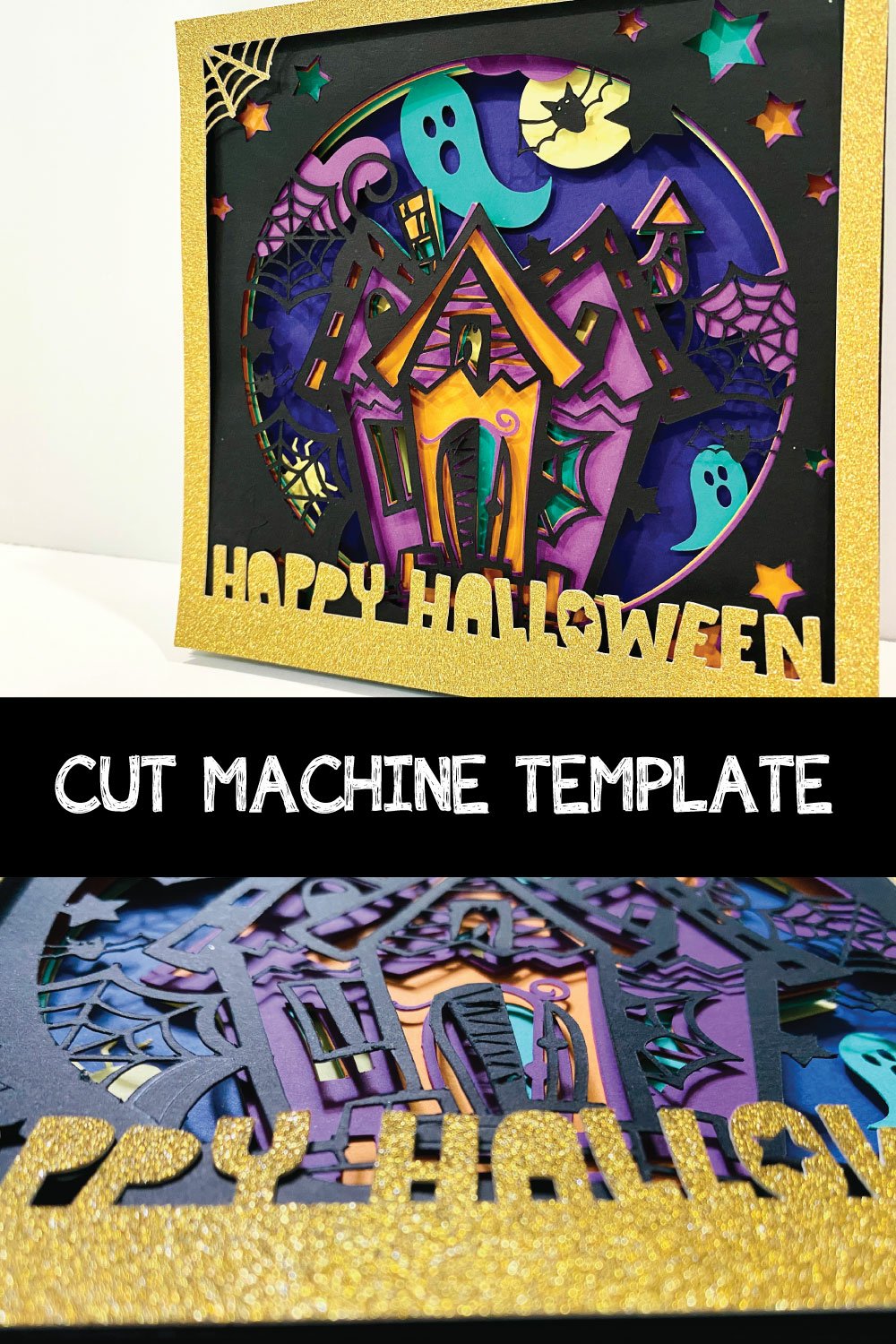 3D Layered Happy Halloween Shadowbox SVG