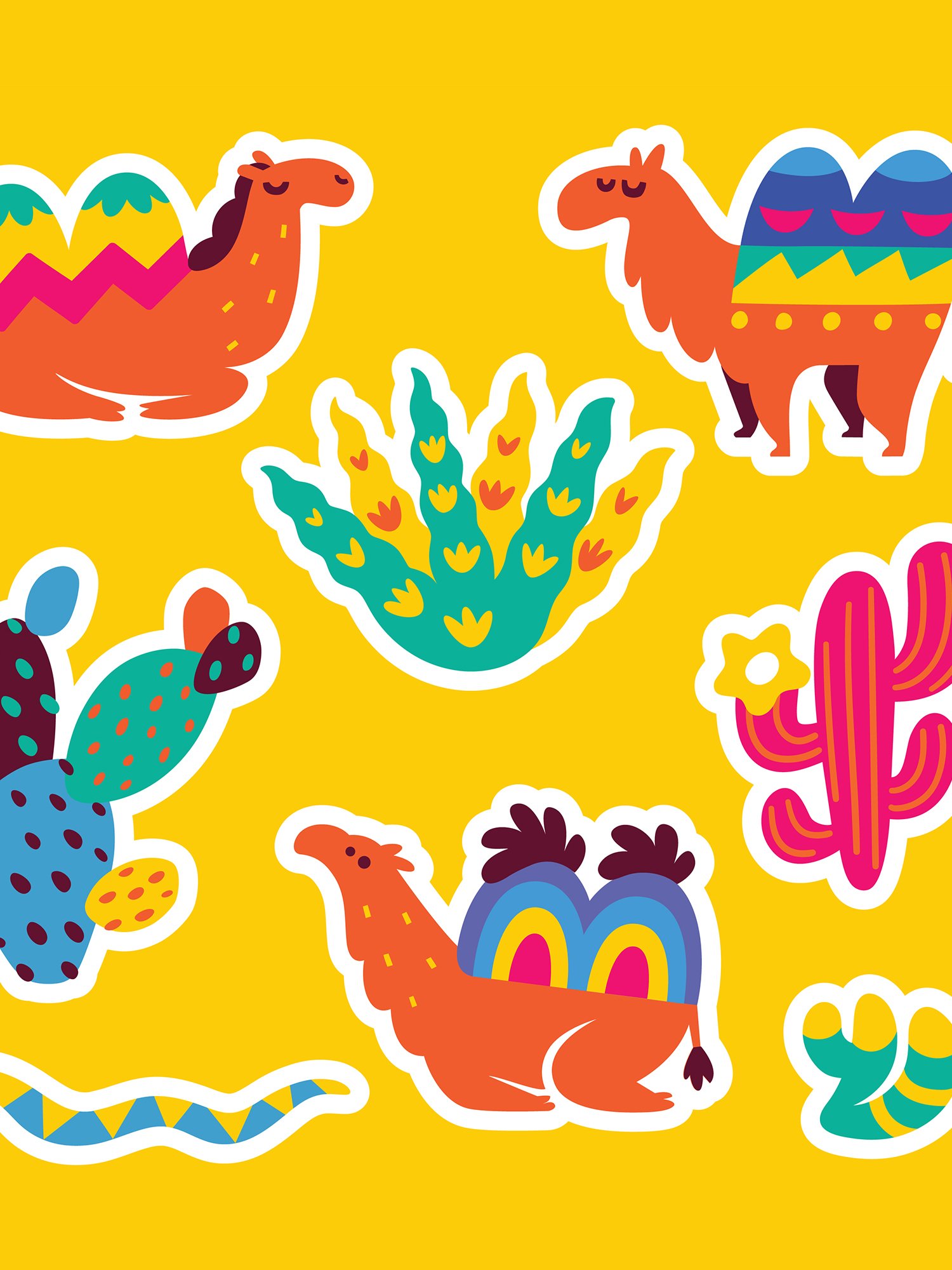 Camels and cactuses stickers
