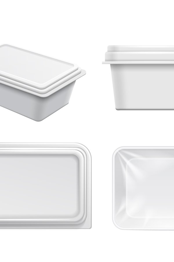 White plastic containers. Food container, packaging for take