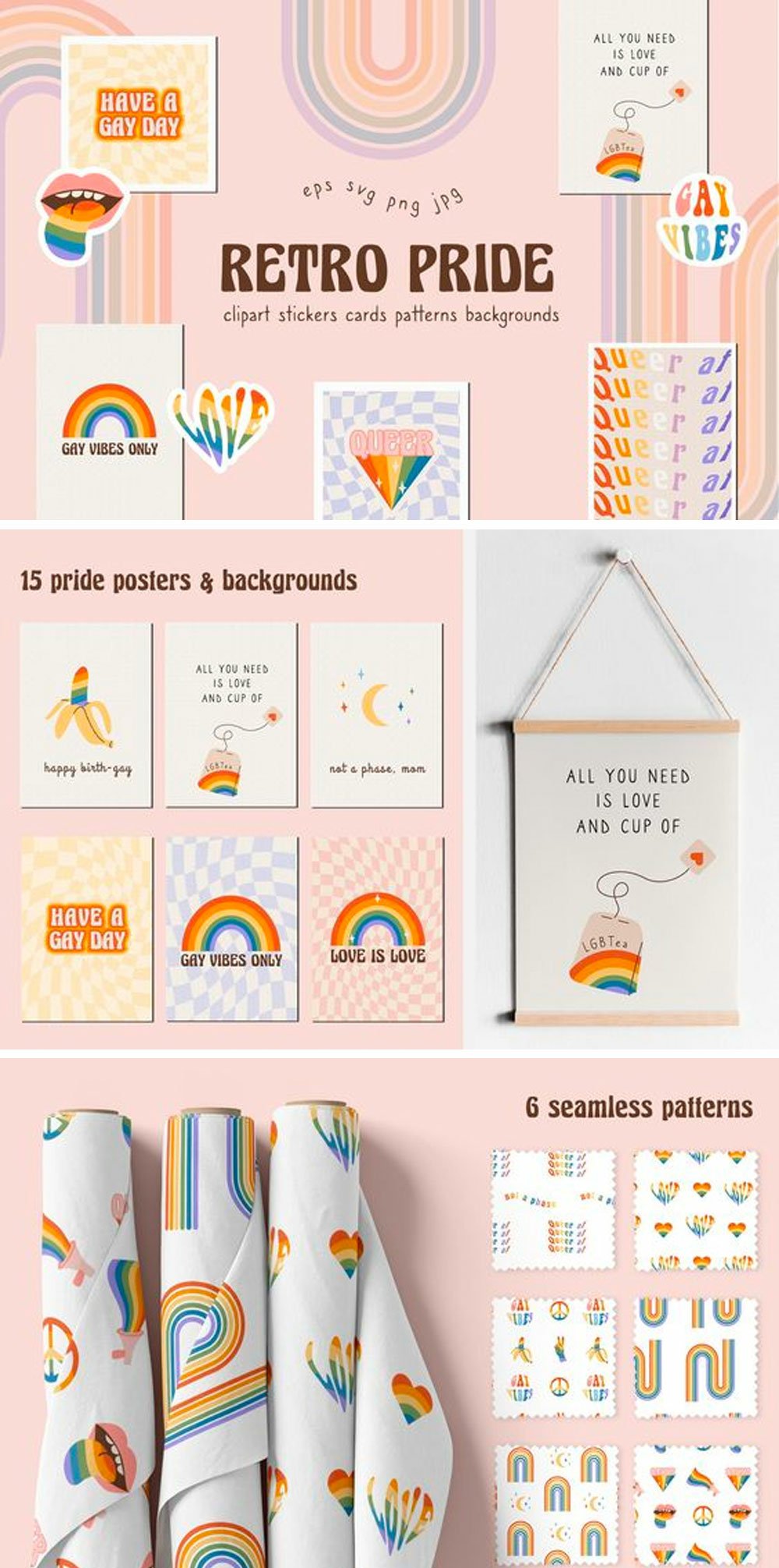 Retro Pride Month LGBTQ+ Bundle