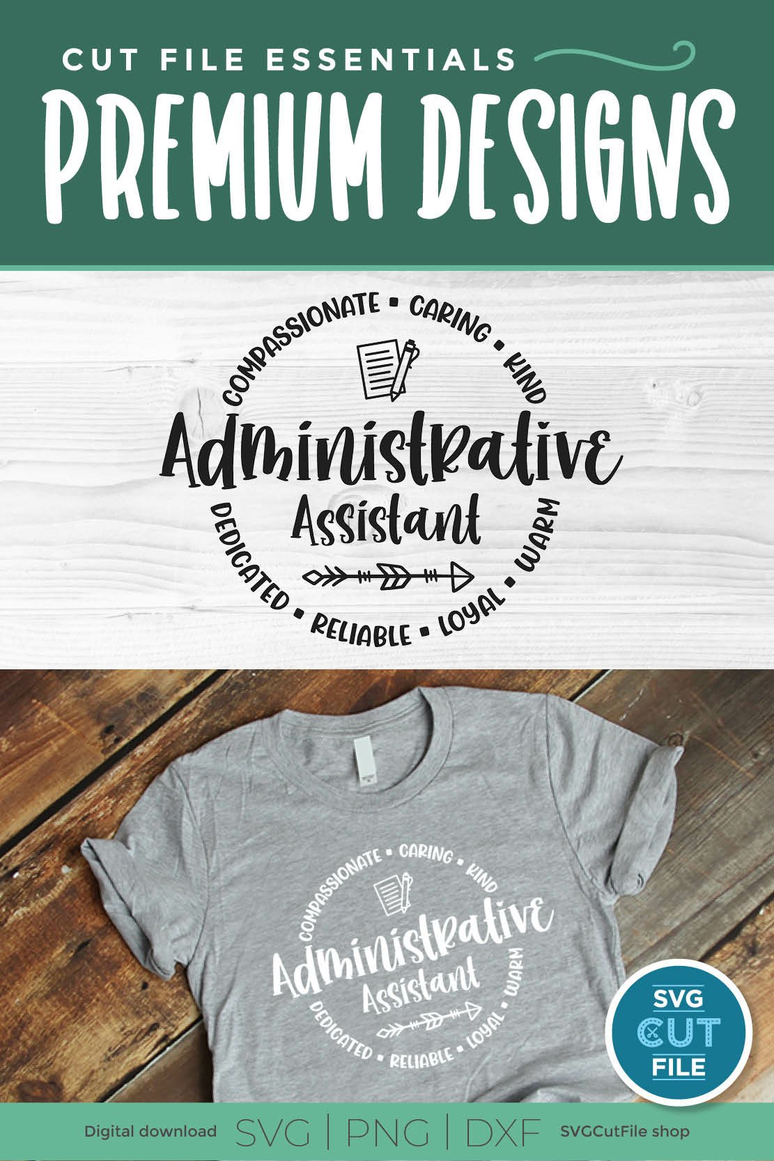 Round Circle Administrative Assistant SVG for Men or Women