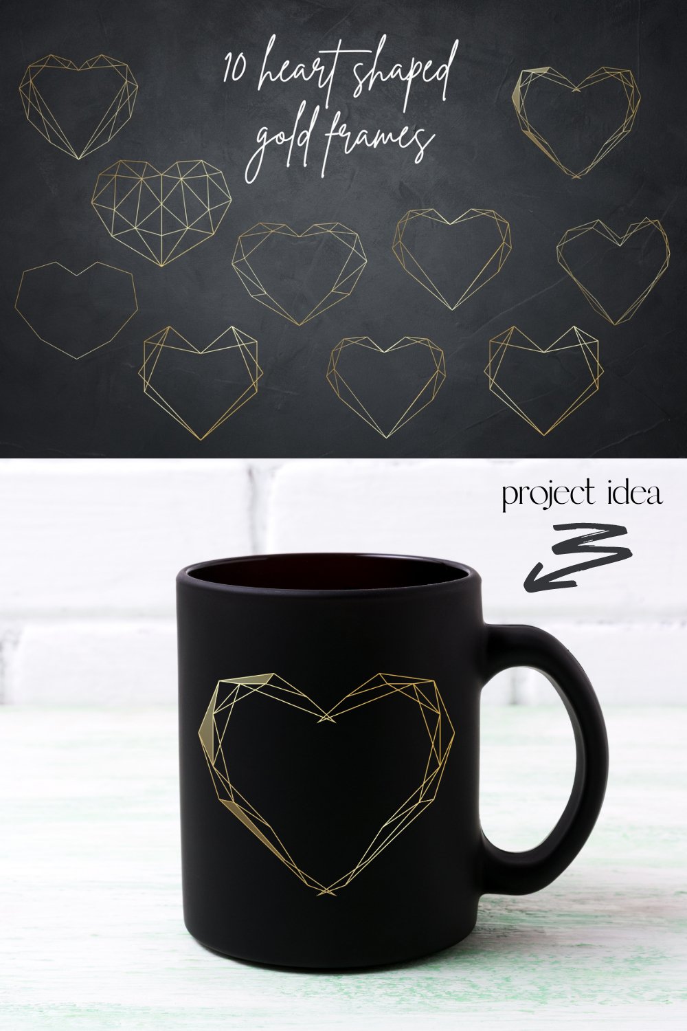 Heart Shaped Gold Frames, Geometric Gold Frames (2514931)