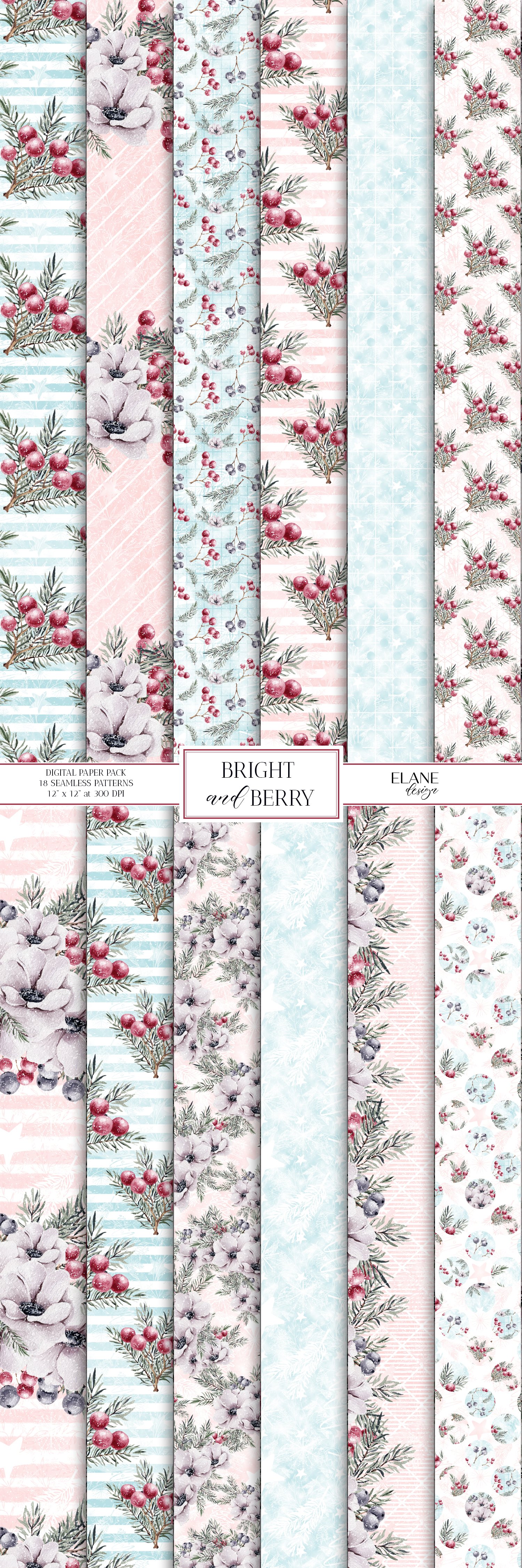 Christmas Digital Paper, Winter Floral Seamless (4629413)