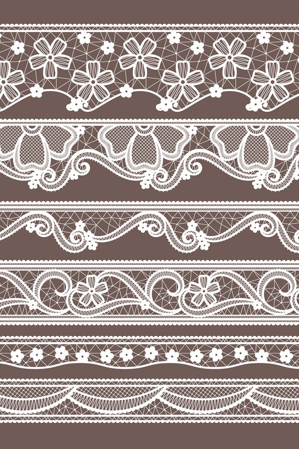 Set of six lace ribbons horizontal seamless patterns. Vector