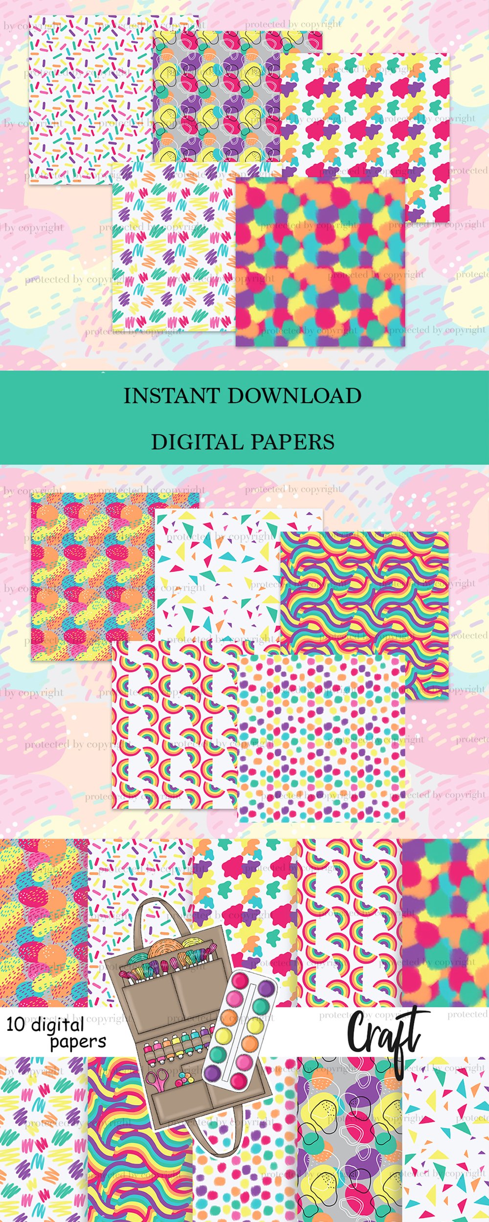 Craft Digital Paper Set | Confetti Seamless Paper