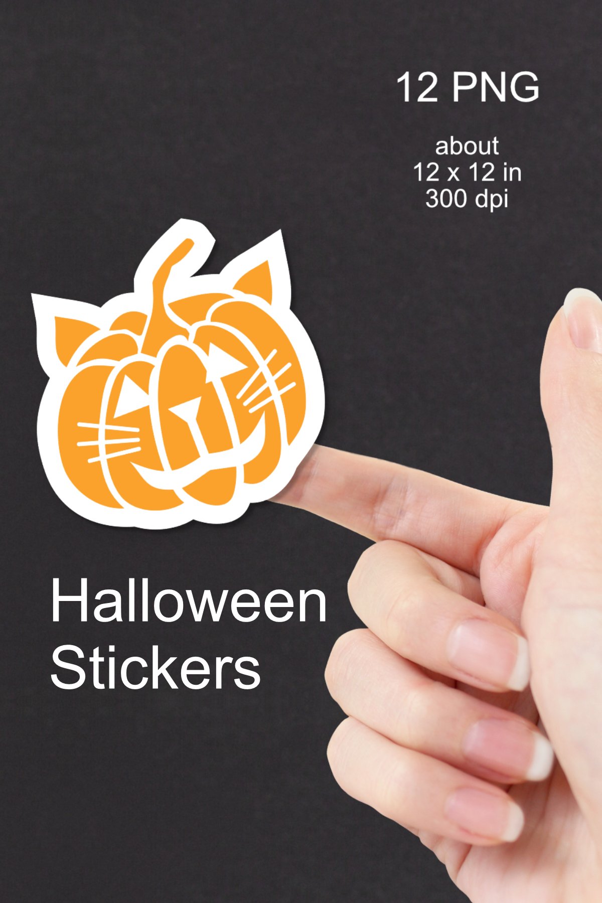 Halloween Pumpkin Stickers 12 PNG Files for Print and Cut