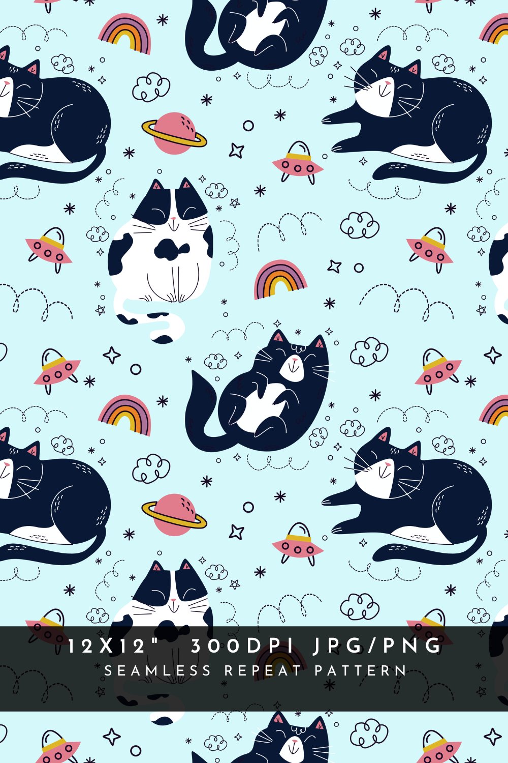 Cats Doodle Seamless Pattern Cats Repeating Seamless Pattern