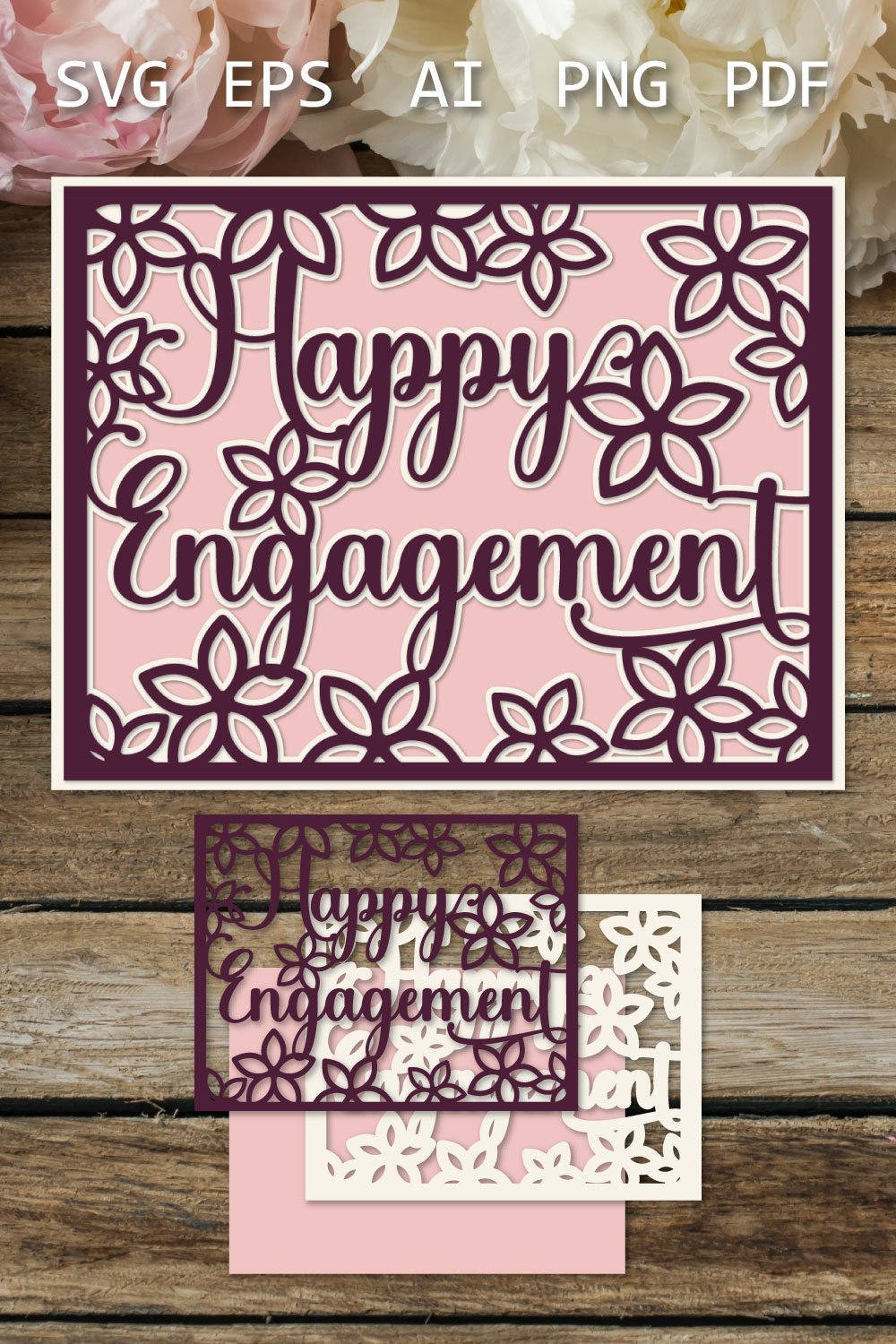 Engagement Card, Happy Engagement Layered papercut SVG